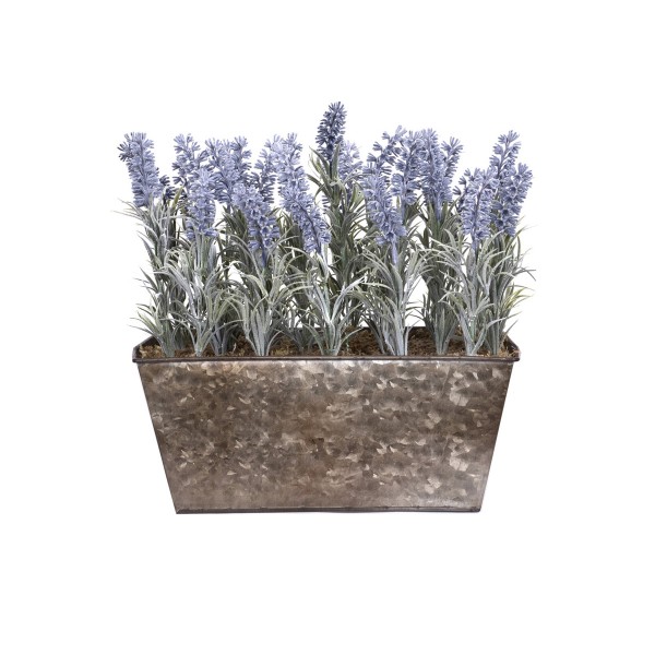 Artificial Lavender Tin Rustic Planter Window Box 30cm/12in