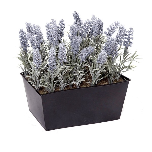 Artificial Lavender Tin Black Planter Window Box 30cm/12in